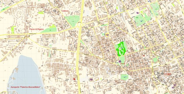 Palermo Italy Map Vector Exact City Plan detailed Street Map Adobe ...