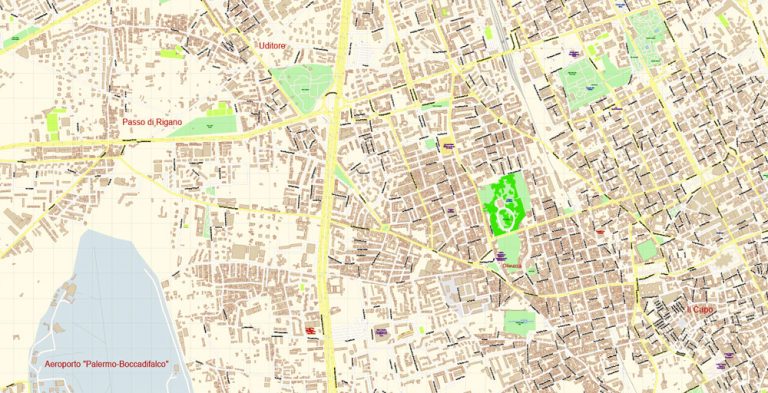 Palermo Italy Map Vector Exact City Plan detailed Street Map Adobe ...