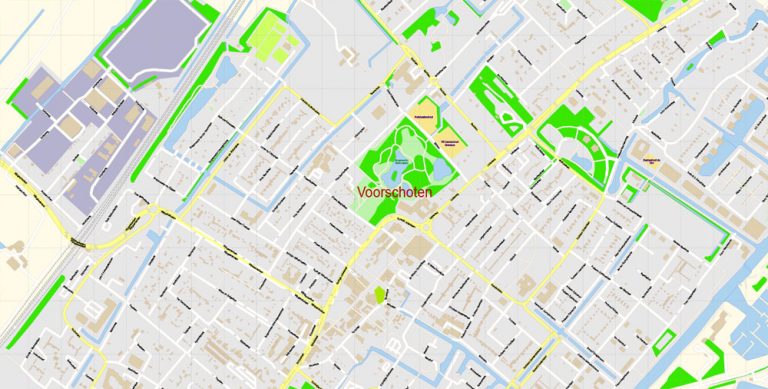 Leiden Map PDF Vector Netherlands Exact City Plan detailed Street Map ...
