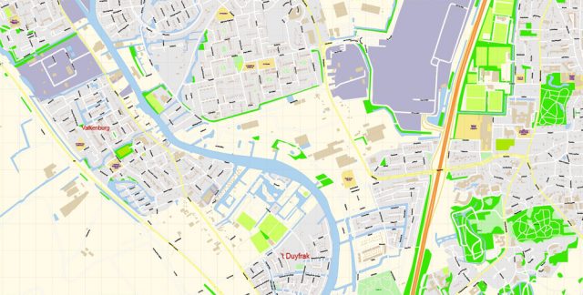 Leiden Map Vector Netherlands Exact City Plan detailed Street Map Adobe ...