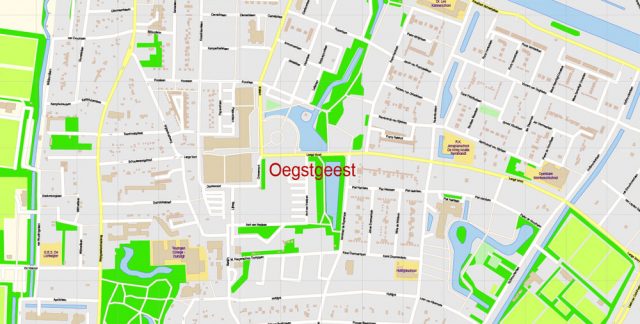 Leiden Map Vector Netherlands Exact City Plan detailed Street Map Adobe ...