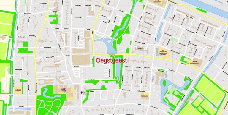 Leiden Map Vector Netherlands Exact City Plan detailed Street Map Adobe ...