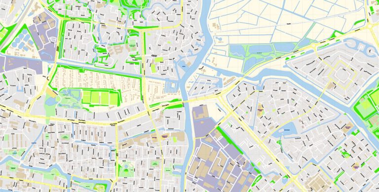 Leiden Map Vector Netherlands Exact City Plan detailed Street Map Adobe ...