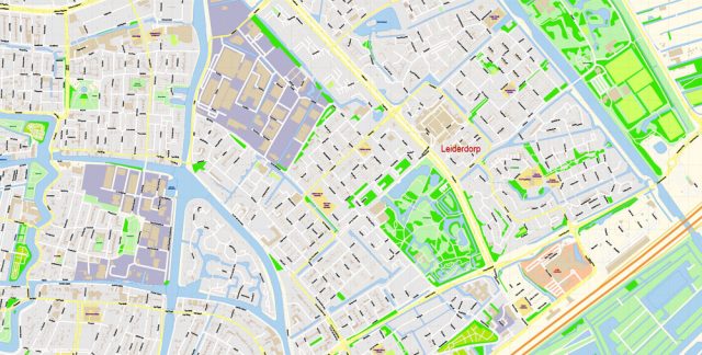 Leiden Map Vector Netherlands Exact City Plan detailed Street Map Adobe ...
