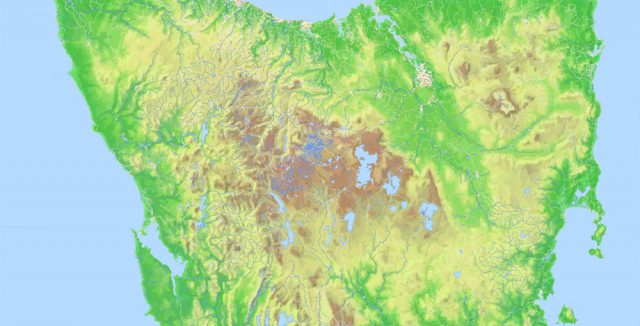 Tasmania full road relief PDF Map Vector Exact Island Plan detailed ...