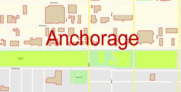 Anchorage Alaska US Map Vector Exact City Plan detailed Street Map ...
