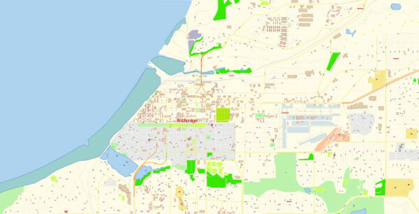 Anchorage Alaska US Map Vector Exact City Plan detailed Street Map ...