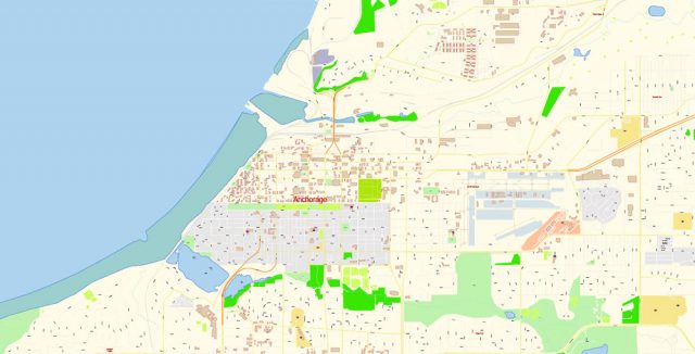 Anchorage Alaska US Map Vector Exact City Plan detailed Street Map ...