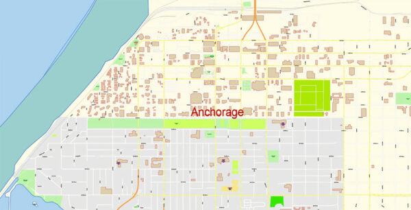 Anchorage Alaska US Map Vector Exact City Plan detailed Street Map ...