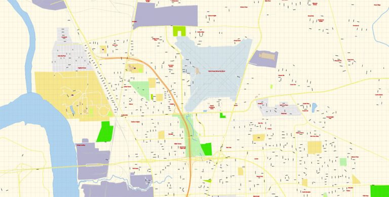 Baton Rouge PDF Map Vector Exact City Plan Louisiana detailed Street ...