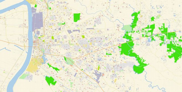 Baton Rouge Louisiana US Map Vector Exact City Plan detailed Street Map ...