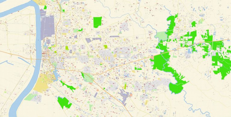 Baton Rouge PDF Map Vector Exact City Plan Louisiana detailed Street ...
