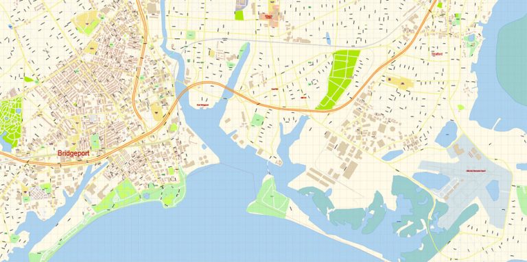 Bridgeport PDF Map Vector Connecticut Exact City Plan detailed Street ...