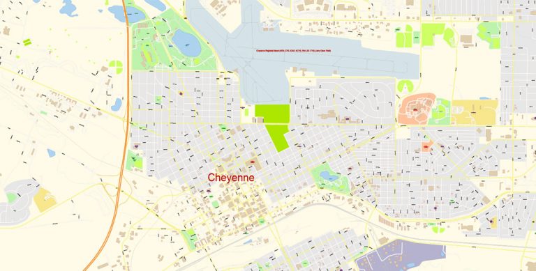 Cheyenne PDF Map Vector Exact City Plan Wyoming detailed Street Map ...