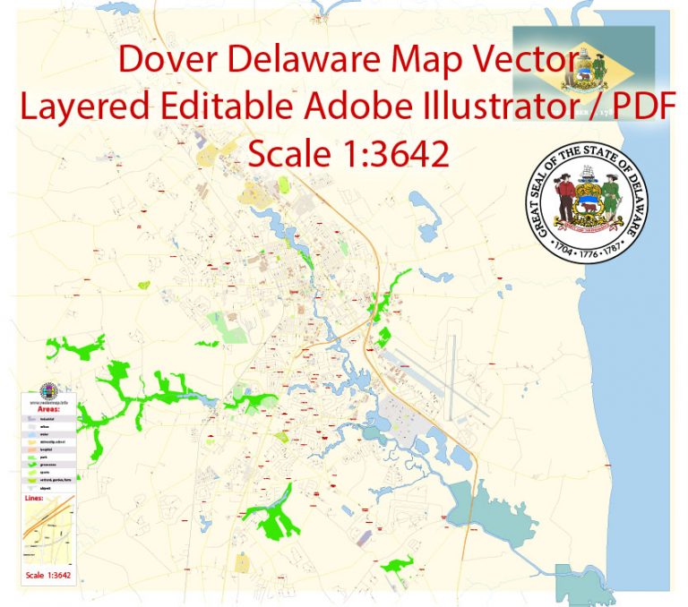 Dover Map Vector Delaware US Exact City Plan detailed Street Map ...