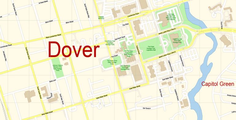 Dover Map Vector Delaware US Exact City Plan detailed Street Map ...