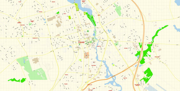 Dover Map Vector Delaware US Exact City Plan detailed Street Map ...