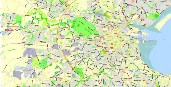 Dublin PDF Map Vector Ireland Exact City Plan Low detailed Street Map ...