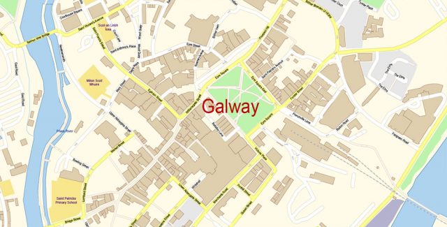 Galway Map Vector Ireland Exact City Plan detailed Street Map editable ...