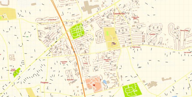 Harrisburg Metro Area PDF Map Vector Exact City Plan Pennsylvania US ...