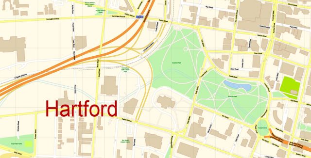 Hartford PDF Map Vector Connecticut Exact City Plan detailed Street Map ...