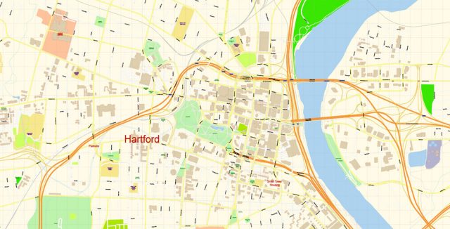 Hartford Map Vector Connecticut US Exact City Plan detailed Street Map ...