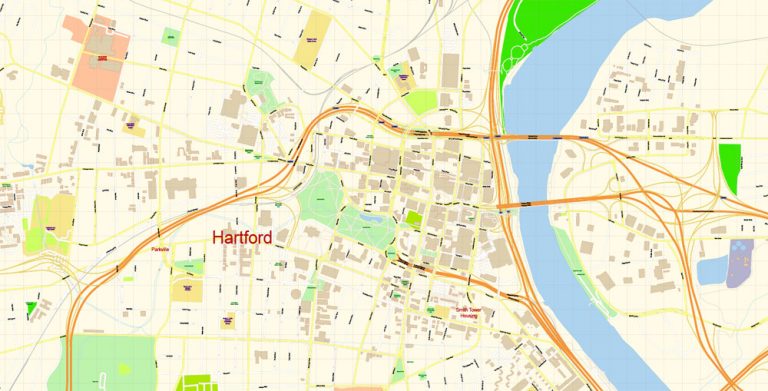 Hartford PDF Map Vector Connecticut Exact City Plan detailed Street Map ...