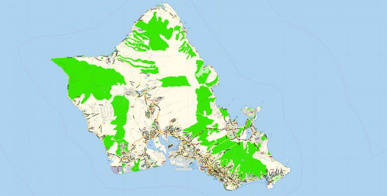_Hawaii Islands PDF Vector Map detailed Plan scale 1:70302 full ...
