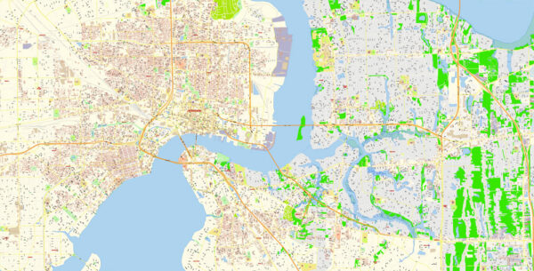Jacksonville Map Vector Florida Exact City Plan detailed Street Map ...