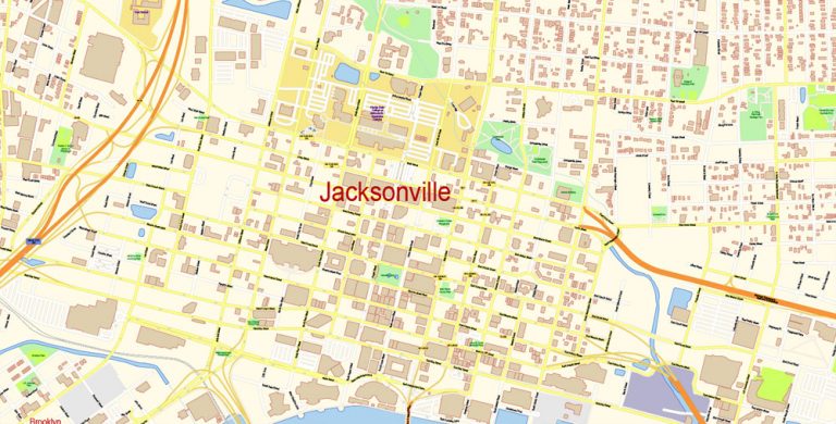 Jacksonville Map Vector Florida Exact City Plan detailed Street Map ...