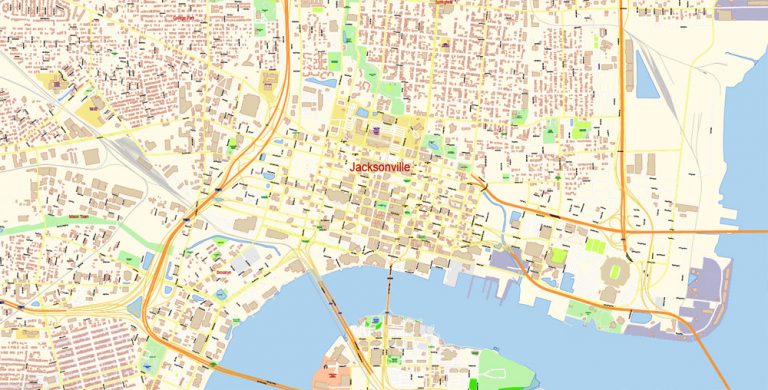 Jacksonville Map Vector Florida Exact City Plan detailed Street Map ...