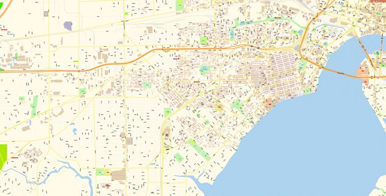 Jacksonville Map Vector Florida Exact City Plan detailed Street Map ...