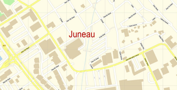 Juneau PDF Map Vector Alaska US Exact City Plan detailed Street Map ...