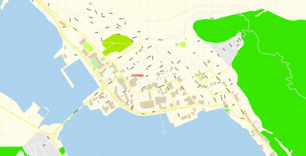 Juneau PDF Map Vector Alaska US Exact City Plan detailed Street Map ...