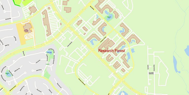 Montgomery County and nearest PDF Map Vector Texas US Exact City Plan ...