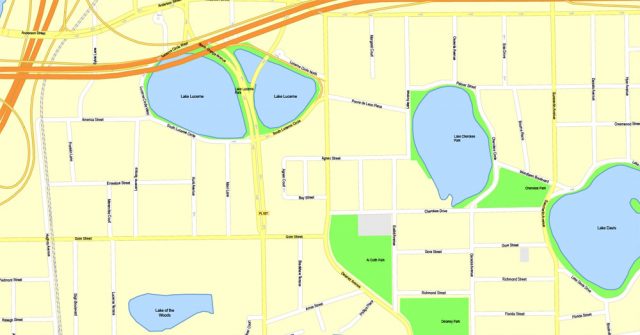 Orlando Map Vector Florida Exact Sim City Plan detailed Street Map ...