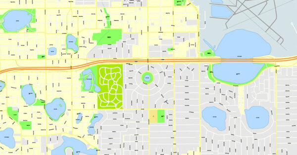 Orlando Map Vector Florida Exact Sim City Plan detailed Street Map ...