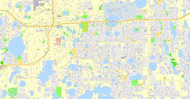 Orlando Map Vector Florida Exact Sim City Plan detailed Street Map ...