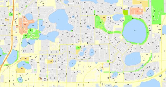 Orlando Map Vector Florida Exact Sim City Plan detailed Street Map ...