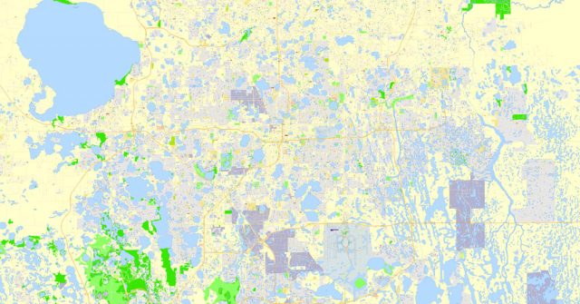 Orlando Map Vector Florida Exact Sim City Plan detailed Street Map ...