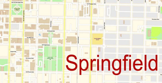 Springfield Illinois US Map Vector Exact City Plan detailed Street Map ...