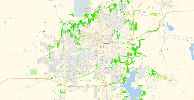 Springfield Illinois US Map Vector Exact City Plan detailed Street Map ...