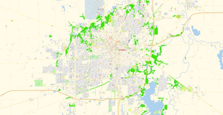 Springfield Illinois US Map Vector Exact City Plan detailed Street Map ...