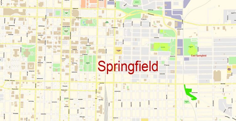 Springfield Illinois US Map Vector Exact City Plan detailed Street Map ...