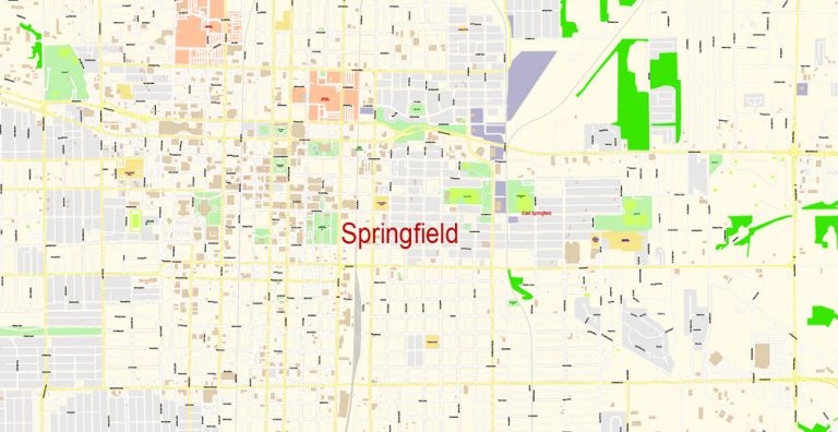 Springfield Illinois US Map Vector Exact City Plan detailed Street Map ...