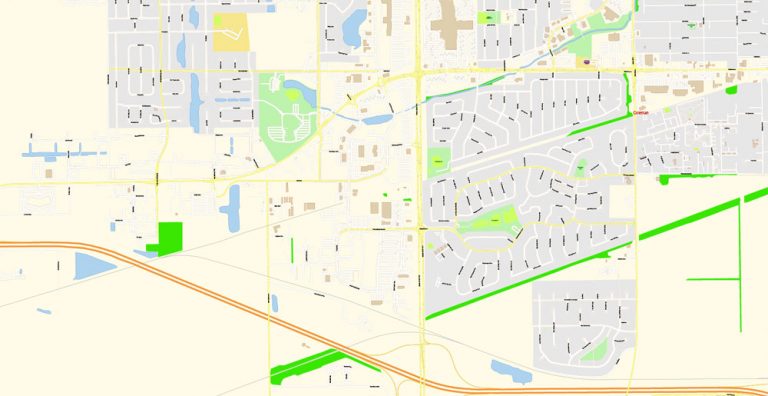Springfield Illinois PDF Map Vector Exact City Plan detailed Street Map ...