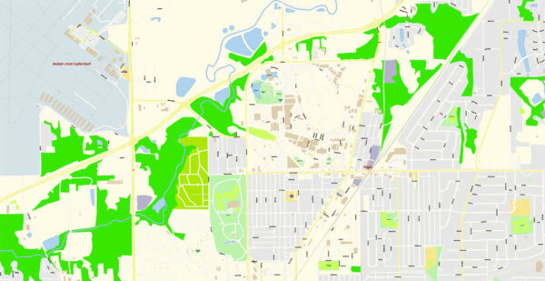 Springfield Illinois US Map Vector Exact City Plan detailed Street Map ...