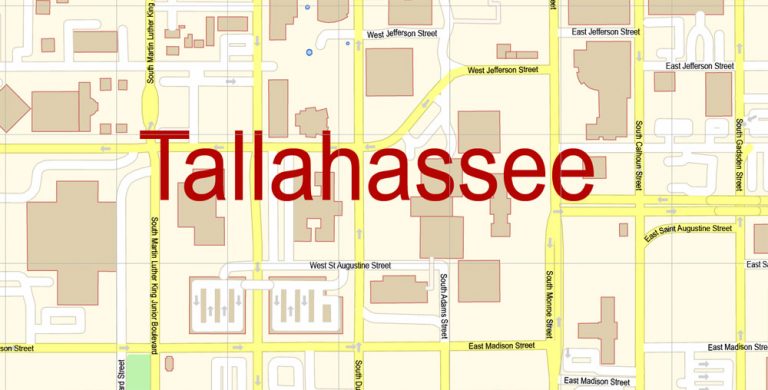 Tallahassee Map Vector Exact City Plan Florida US detailed Street Map ...
