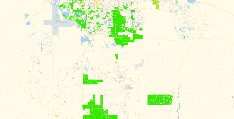 Tallahassee Map Vector Exact City Plan Florida US detailed Street Map ...