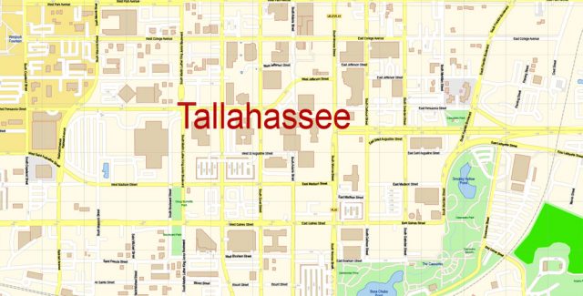 Tallahassee Map Vector Exact City Plan Florida US detailed Street Map ...